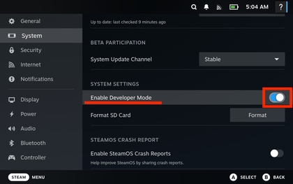 Guide to Entering Developer Settings on the Steam Deck OLED | ManualsLib