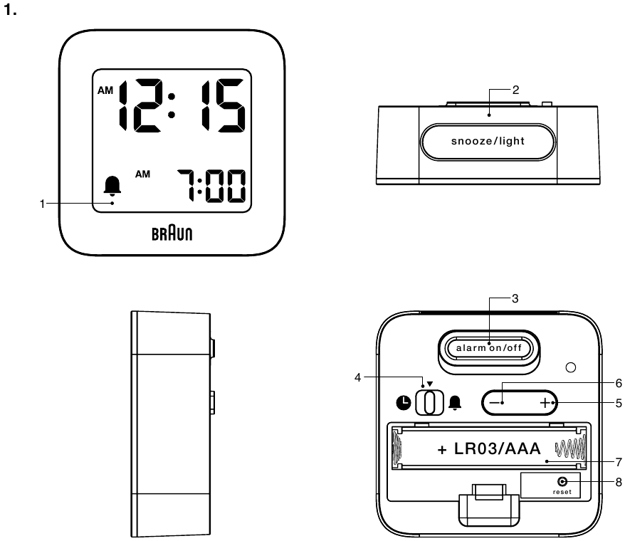 Braun BC08 - Manual del despertador de viaje | ManualsLib