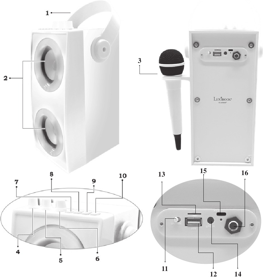 LEXIBOOK BTP180 Series - Wireless Light Speaker With Mic Manual ...
