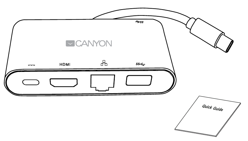 Canyon DS-4 - USB 3.0 USB Type C 5 Port Hub Rýchly návod | ManualsLib