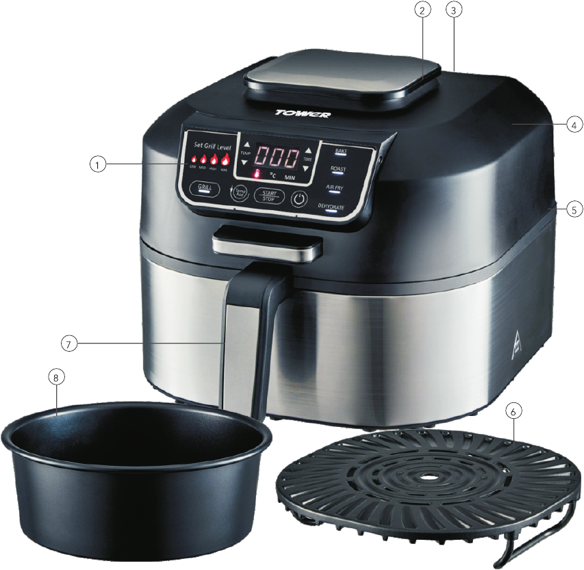 Tower T17086 - 5 in 1 Air Fryer & Smokeless Grill Manual | ManualsLib