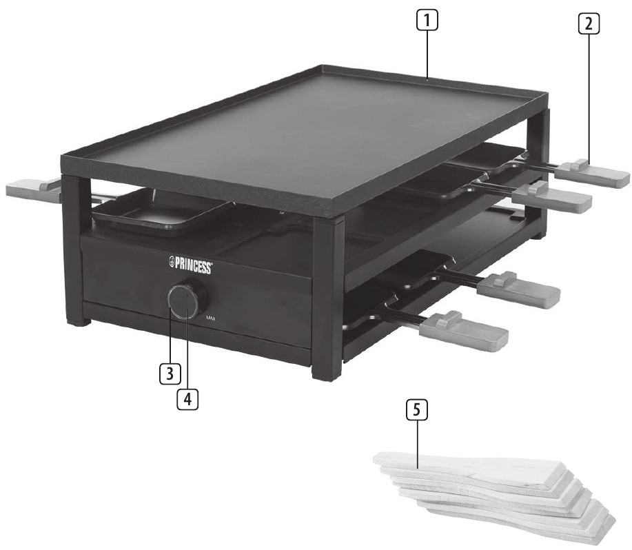 Princess BLACK STEEL Raclette - Raclette Grill Manual | ManualsLib