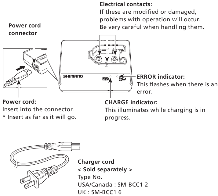 Manuale del caricabatterie Shimano Ultegra SM-BCR1 | ManualsLib