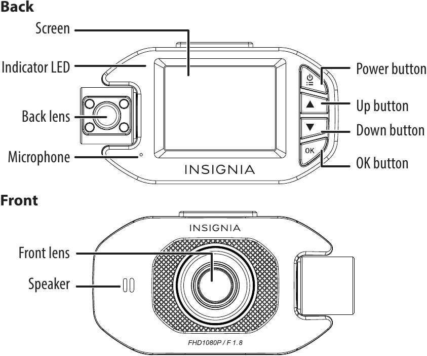 Insignia NS-DCDCHH2 - Full HD Dual Camera Dash Cam Quick Start Guide ...