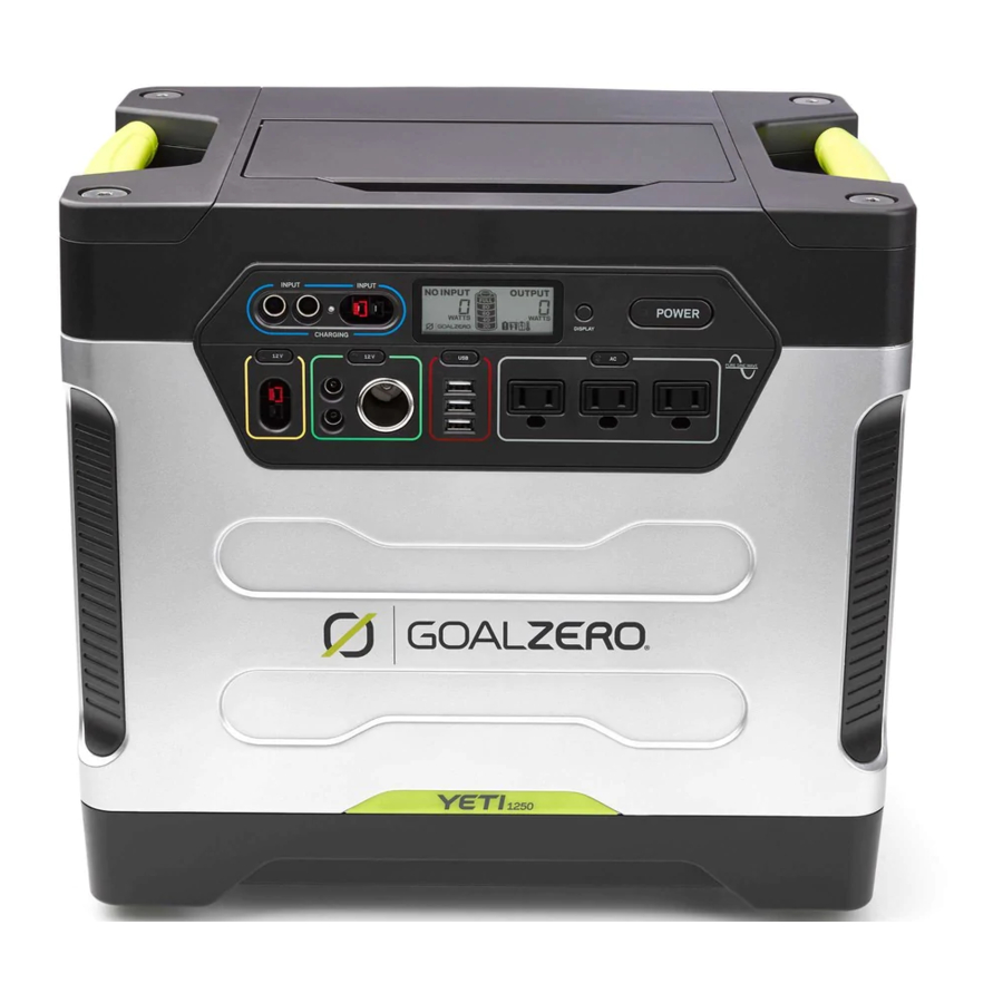 Manual de la estación de energía portátil GOAL ZERO Yeti 1250 | ManualsLib