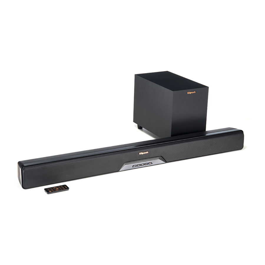 Klipsch RSB-6 - Sound Bar + Wireless Subwoofer -käyttöohje | ManualsLib