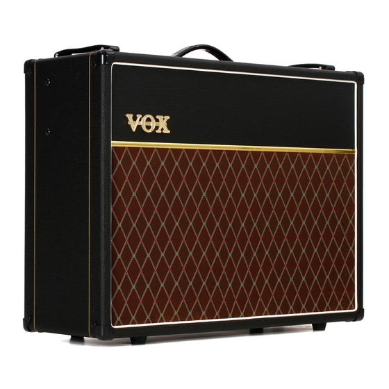 Manual do Amplificador de Guitarra Vox AC15C1 | ManualsLib