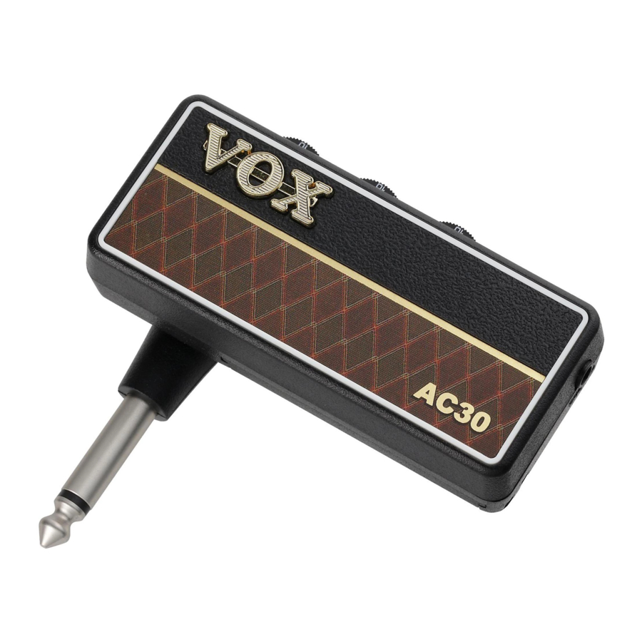 Vox AmPlug AC30 - Headphone Guitar Amplifier Manual | ManualsLib
