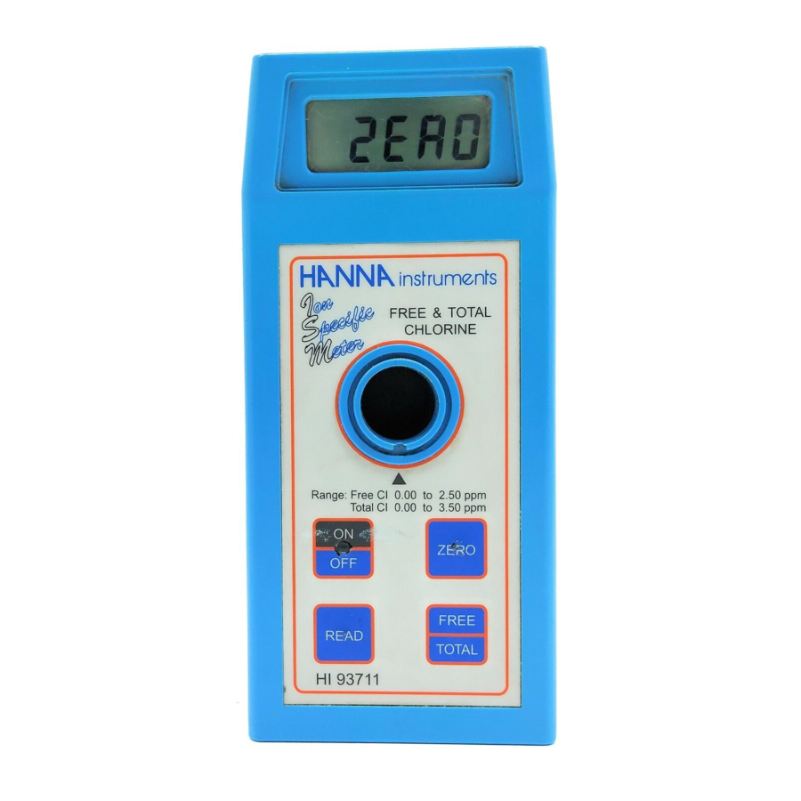 Hanna Instruments HI 93711 - Manual del ISM de Cloro Libre y Total ...