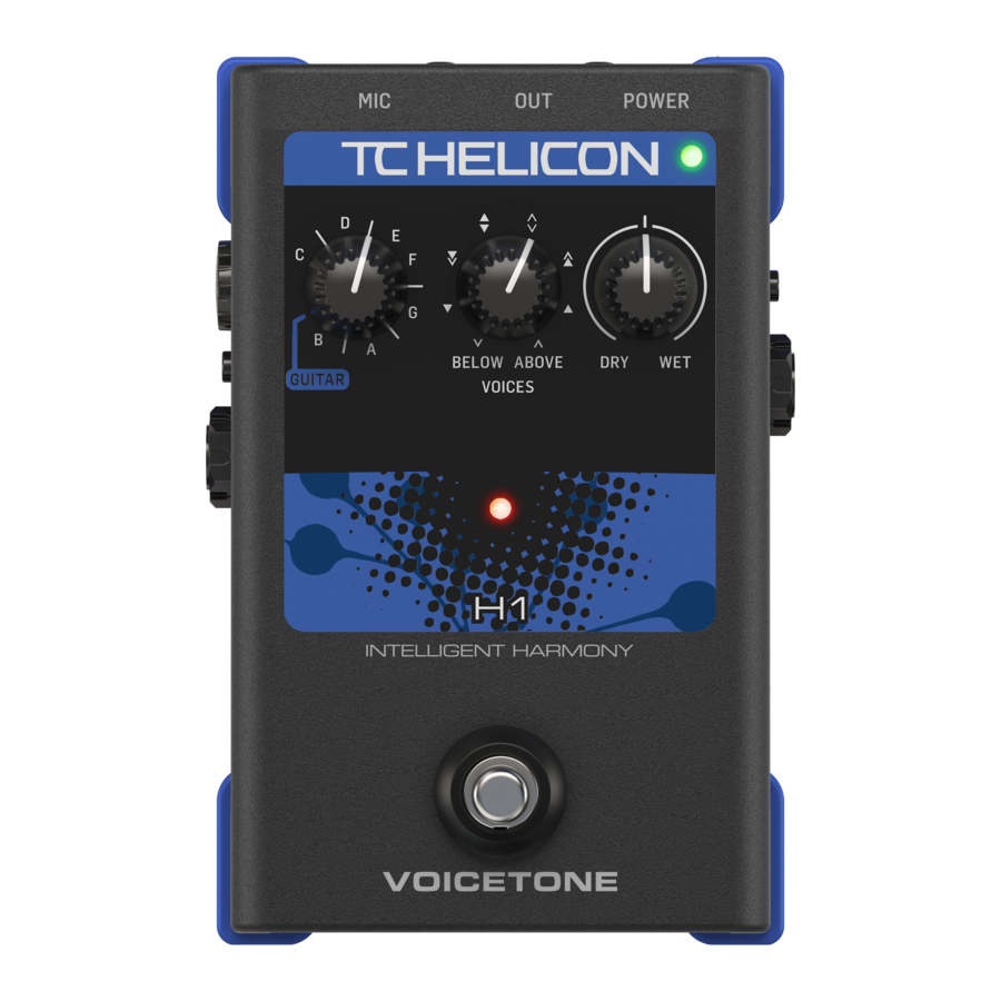 TC-Helicon VoiceTone H1 - Intelligent Harmony Pedal Manual | ManualsLib