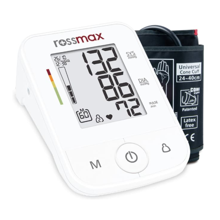 Rossmax X3 - Qon bosimi monitori uchun qo'llanma | ManualsLib