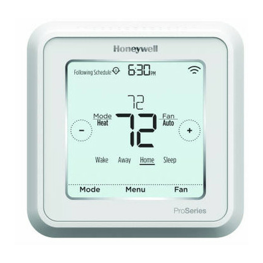 Manuel du thermostat programmable Wi-Fi Honeywell Lyric T6 Pro | ManualsLib