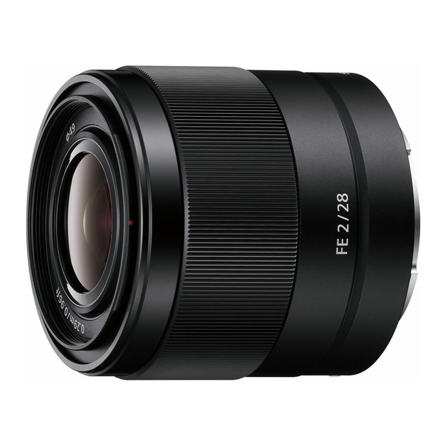 SONY FE 28mm F2 (SEL28F20) - Interchangeable Lens Manual | ManualsLib