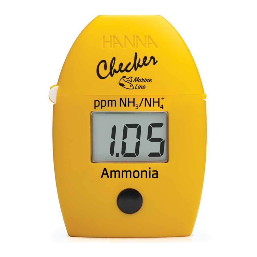 Hanna Instruments HI784 - Marine Ammonia Checker Manual | ManualsLib