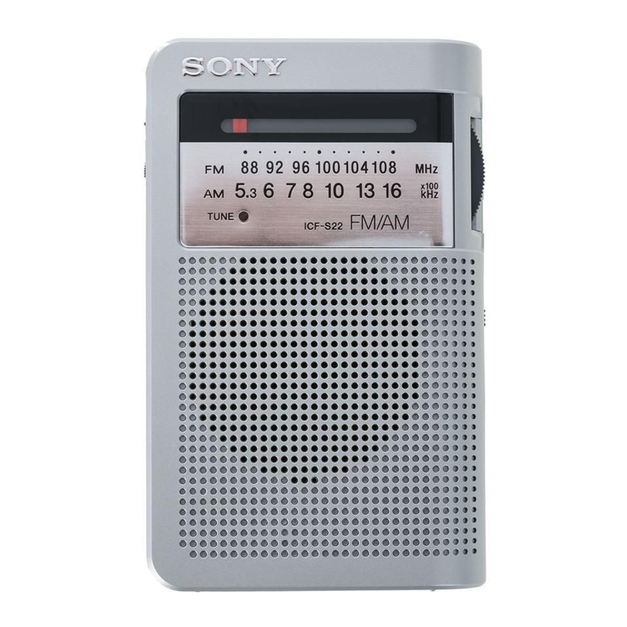 SONY ICF-S22 - Bruksanvisning for FM/AM-radio | ManualsLib